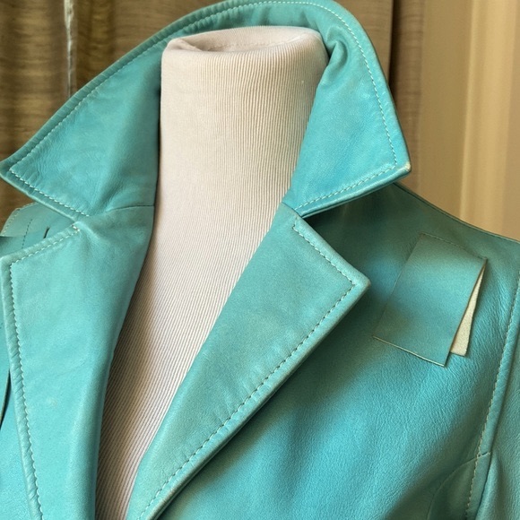 Guru | Jackets & Coats | Guru Turquoise Leather Jacket | Poshmark